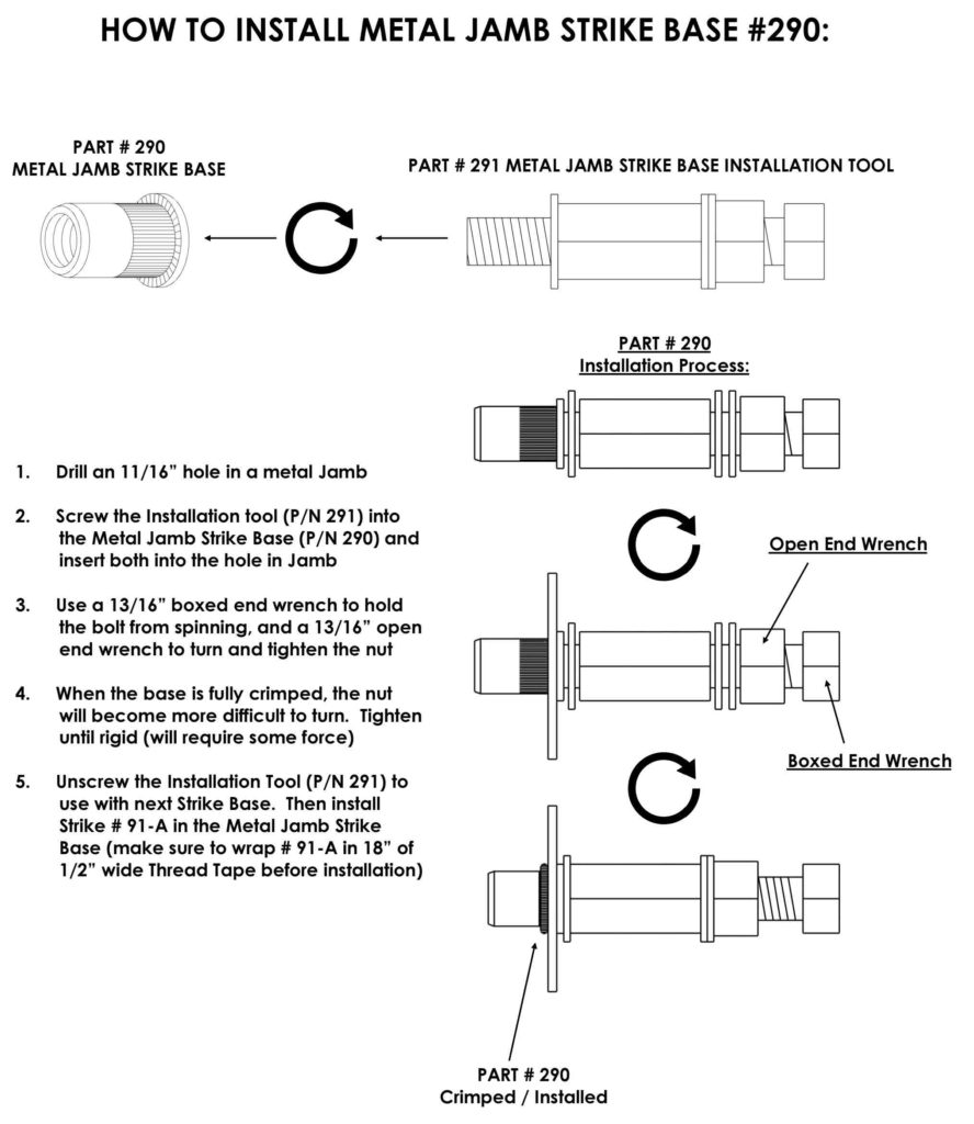 #290 Lift & Slide Metal Jamb Strike Base - FPL Door Locks & Hardware Inc